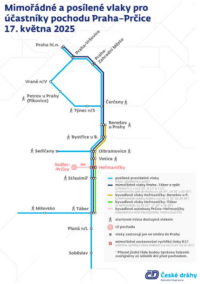 Pochod Praha – Prčice 2025 - Vlakem jednoduše